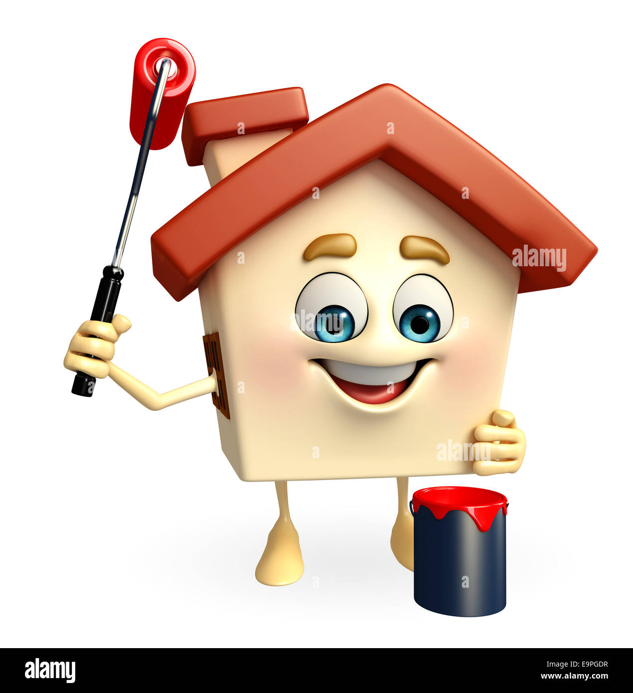 Cartoon Charcter of house is painting Stock Photo - Alamy