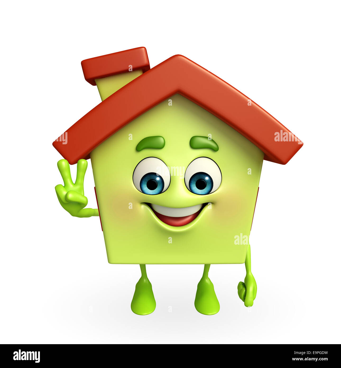 Cartoon Charcter of house with victory sign Stock Photo - Alamy