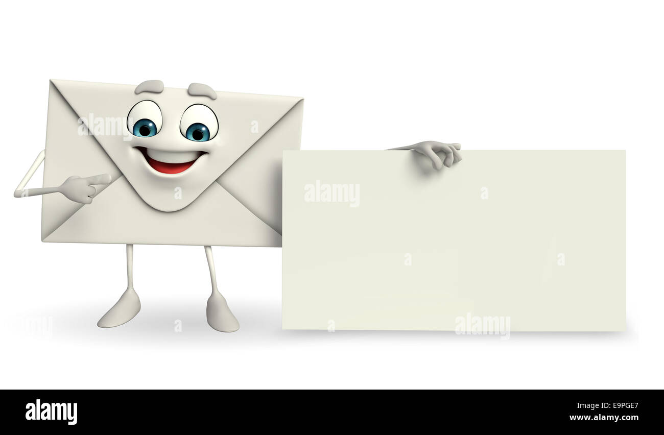 Cartoon Character of mail with sign Stock Photo - Alamy