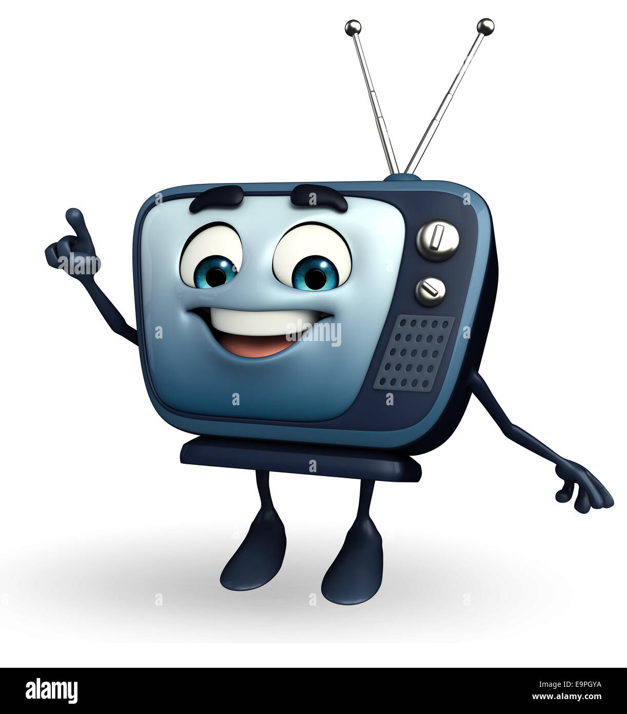 Cartoon character tv pointing Cut Out Stock Images & Pictures - Alamy