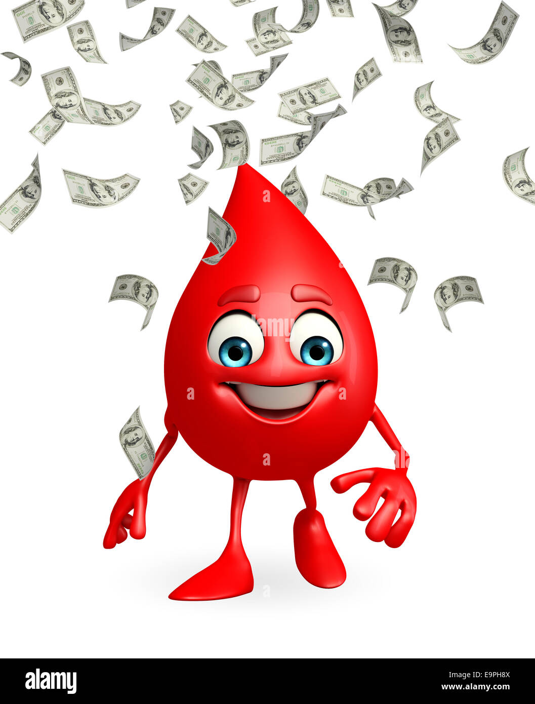 Cartoon Character of Blood Drop with dollars Stock Photo - Alamy