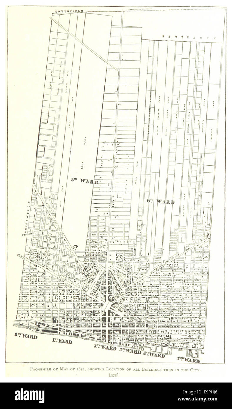 This is a facsimile of a map from 1853, showing the locations of all ...