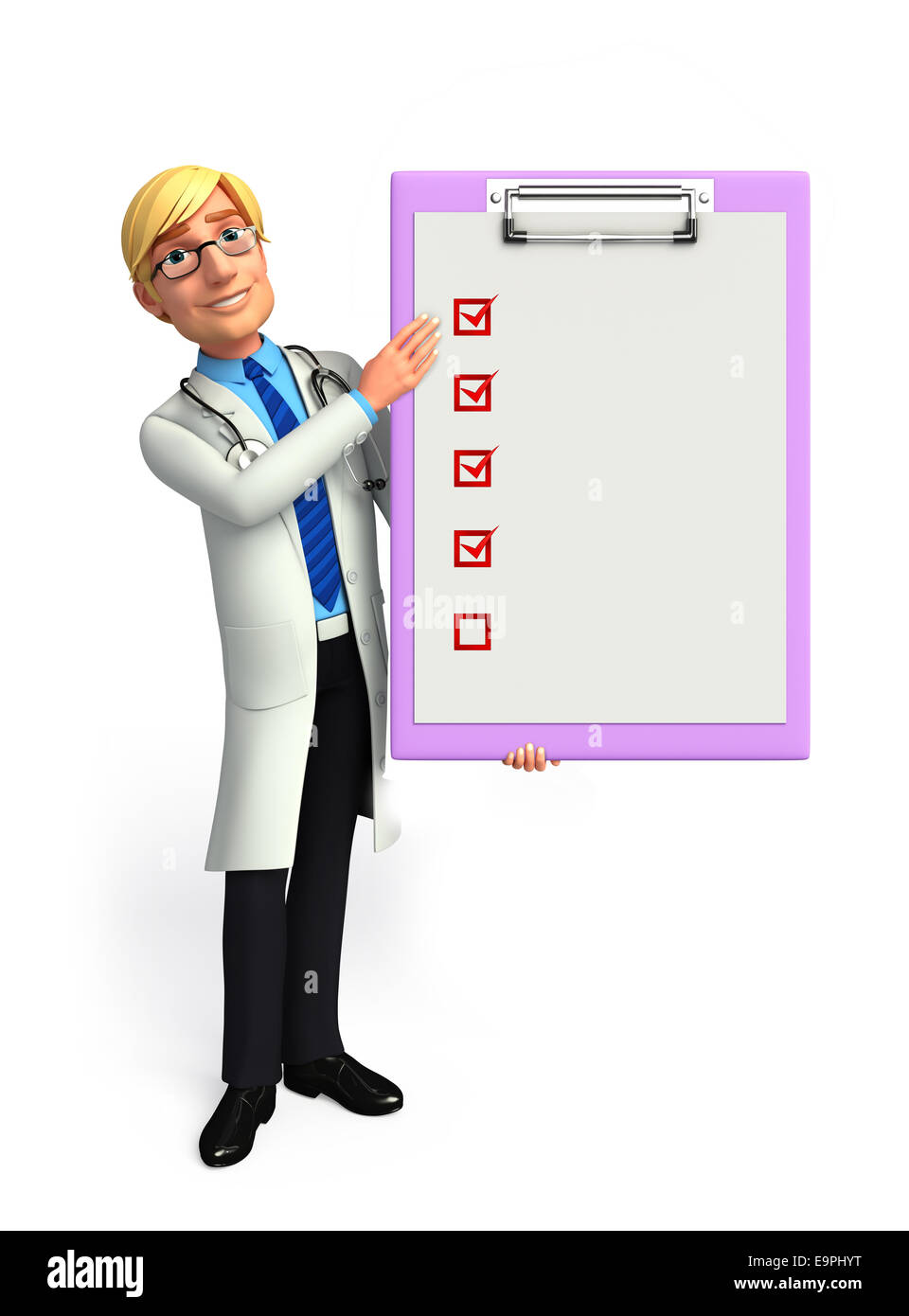 Illustration of young doctor with notepad Stock Photo - Alamy