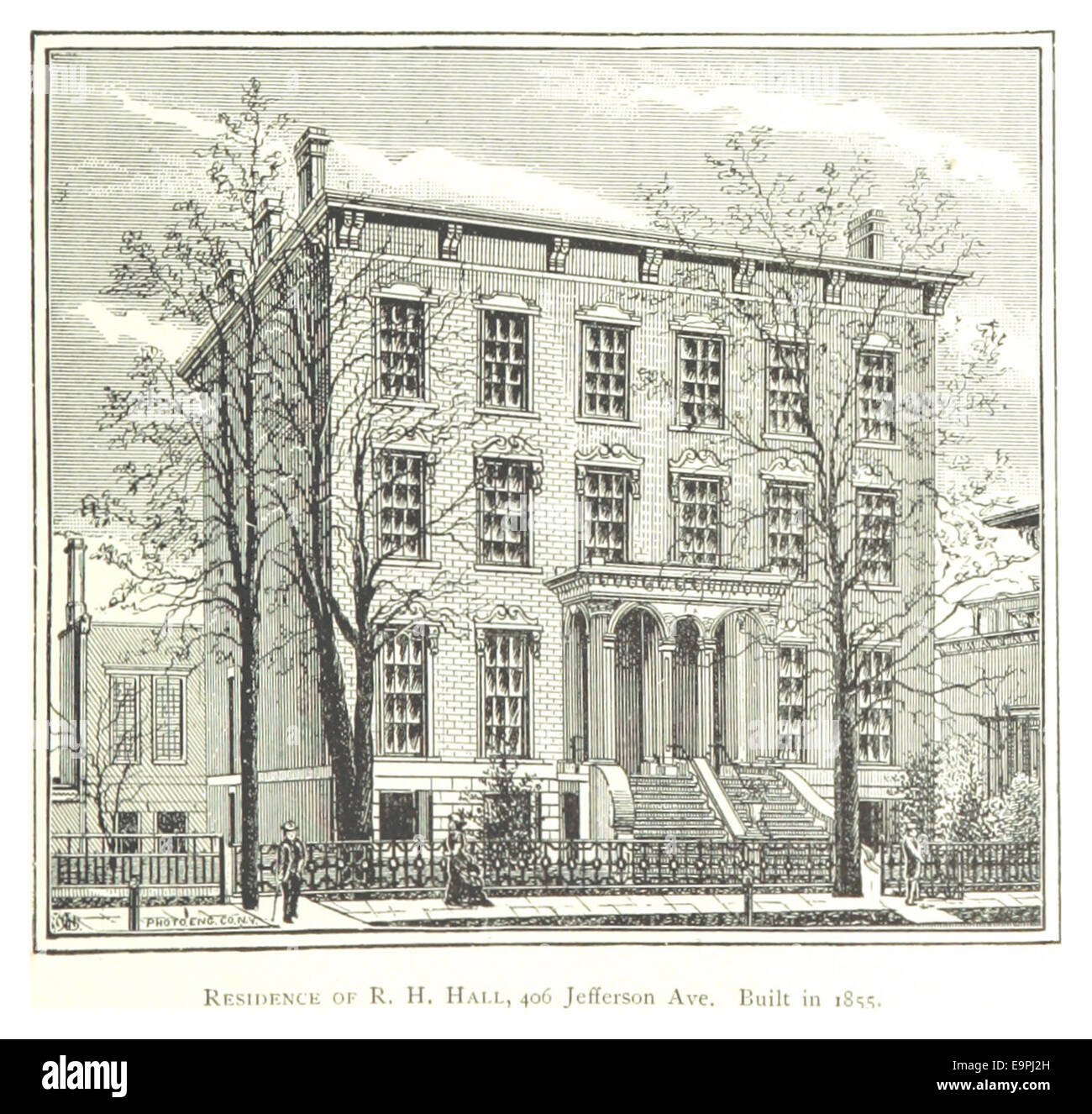 An 1884 illustration by Farmer of the residence of R. H. Hall at 406 ...