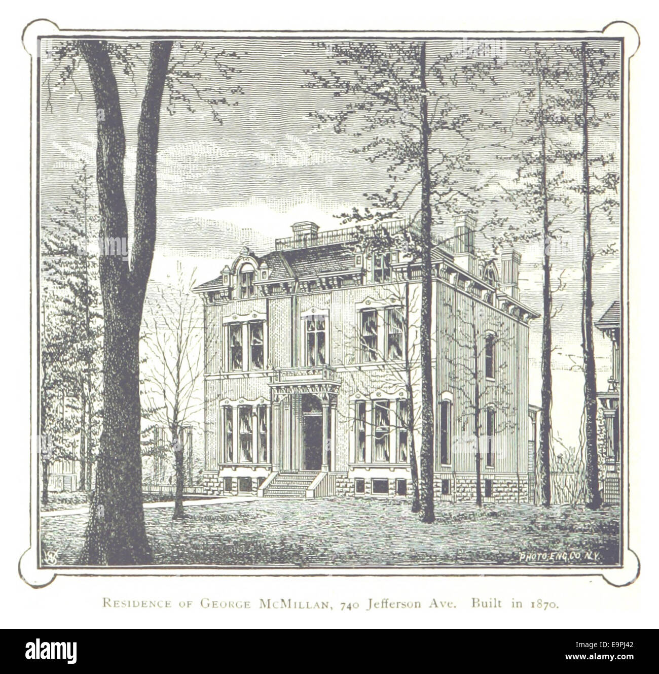 An 1884 drawing of the residence of George McMillan located at 740 ...