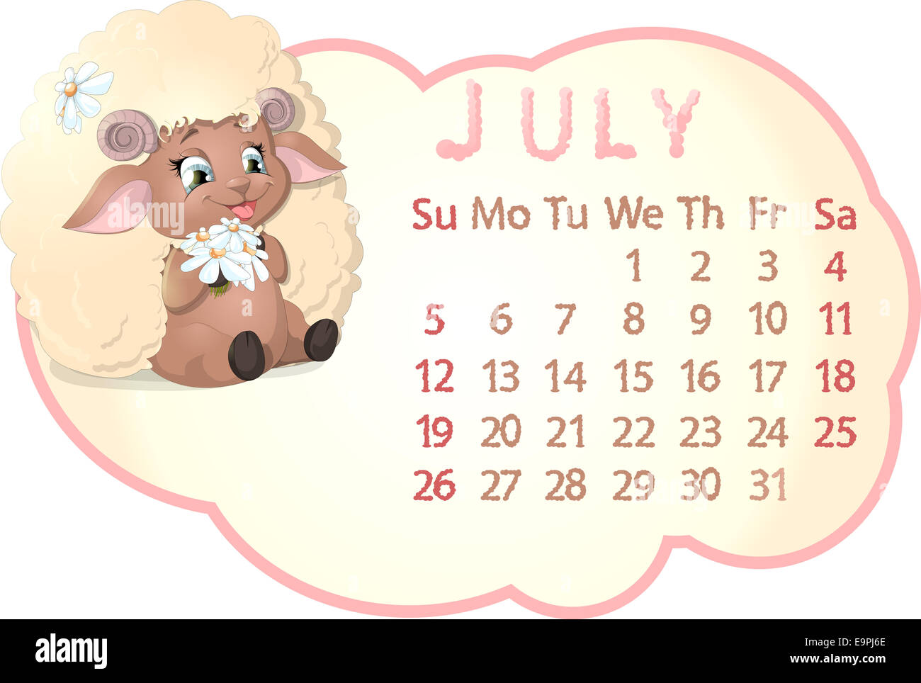 July calendar Cut Out Stock Images & Pictures - Alamy