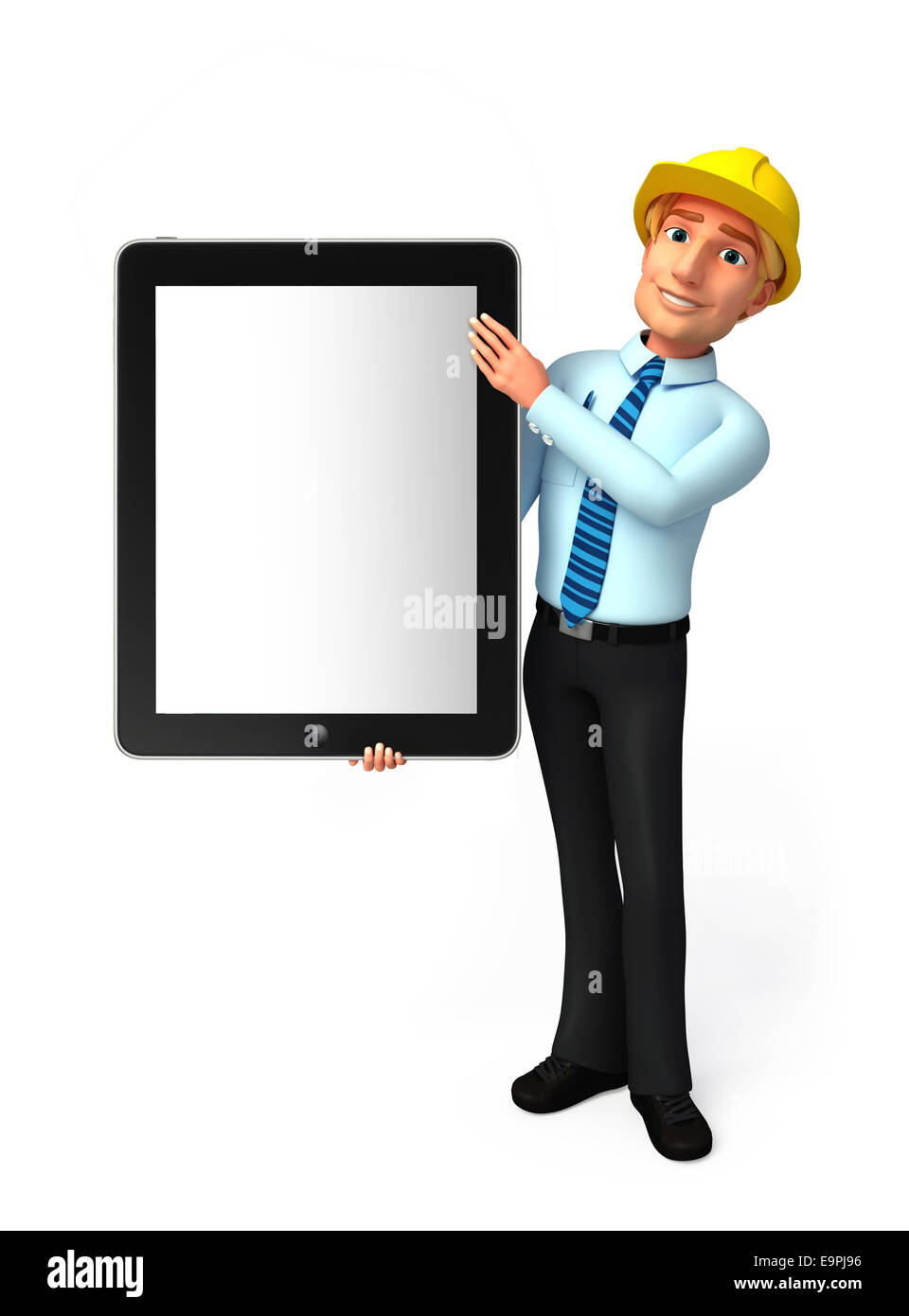 Illustration of service man with tab Stock Photo - Alamy