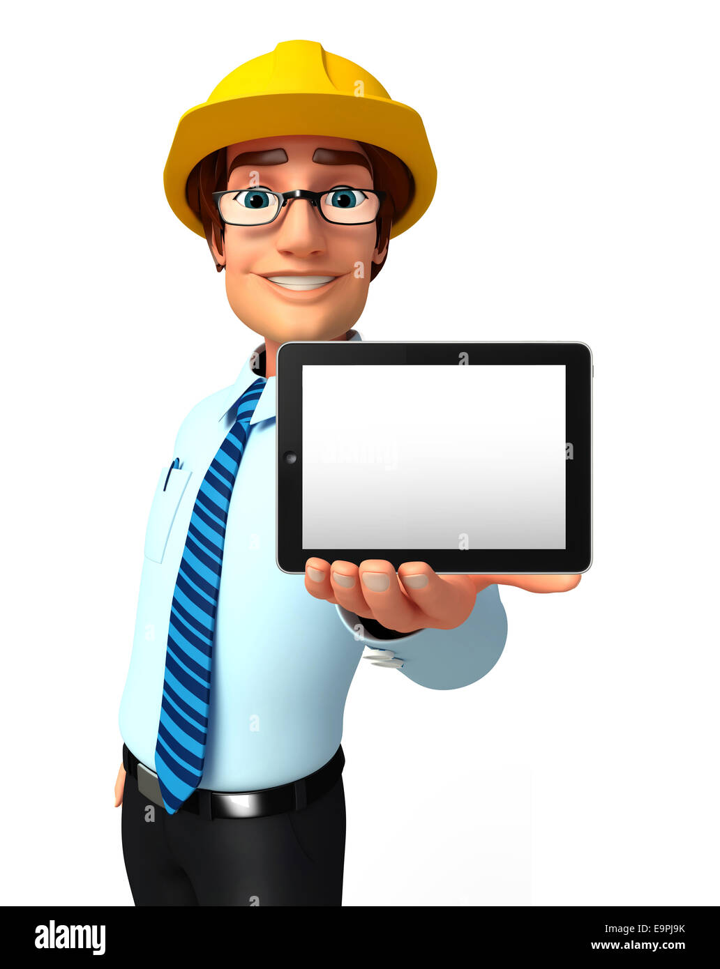Illustration of service man with tab Stock Photo - Alamy