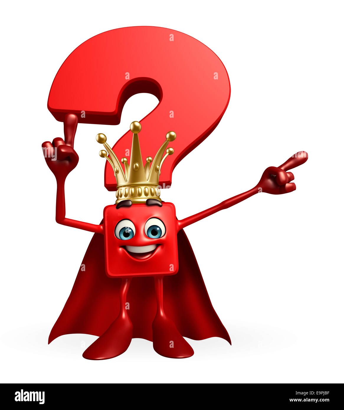 Cartoon Character of Question Mark with crown Stock Photo - Alamy