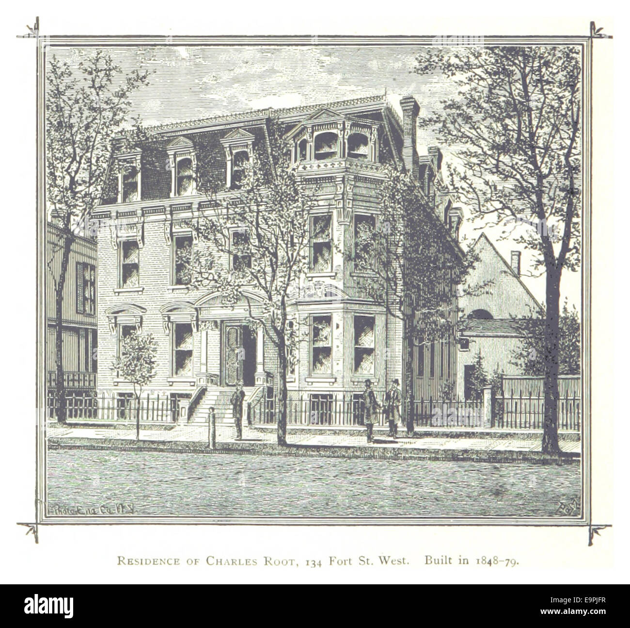An 1884 illustration depicting the residence of Charles Root at 134 ...