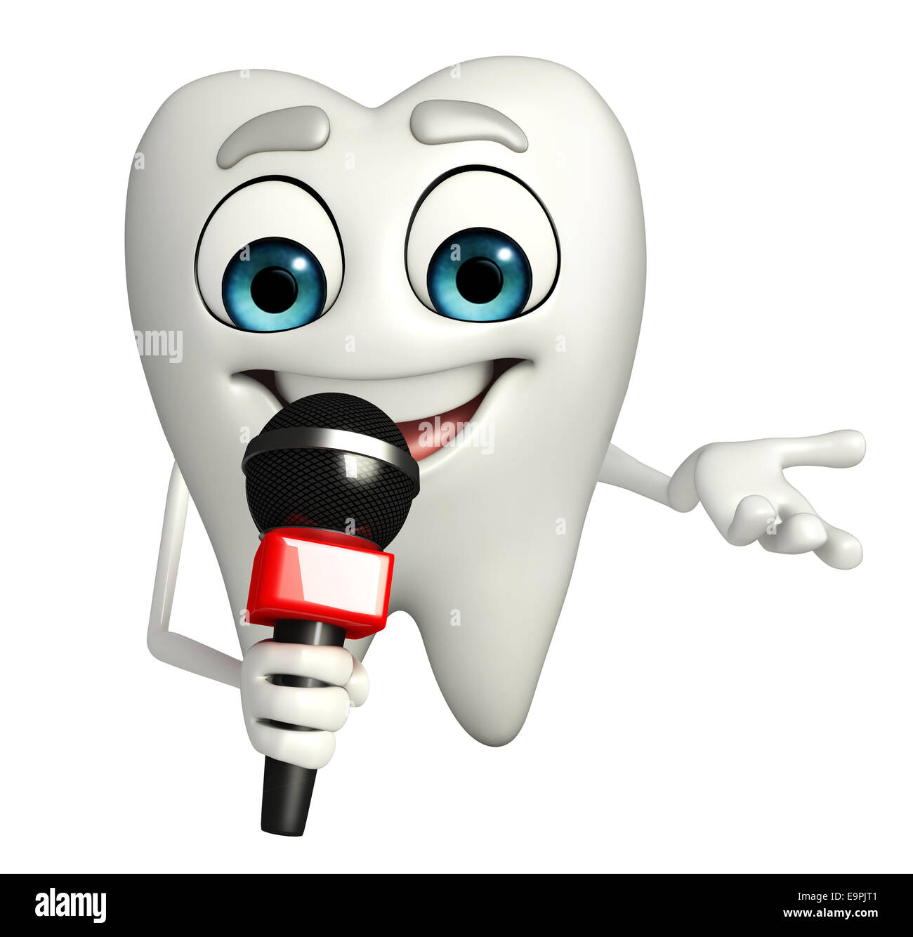 Cartoon character of teeth with mike Stock Photo - Alamy