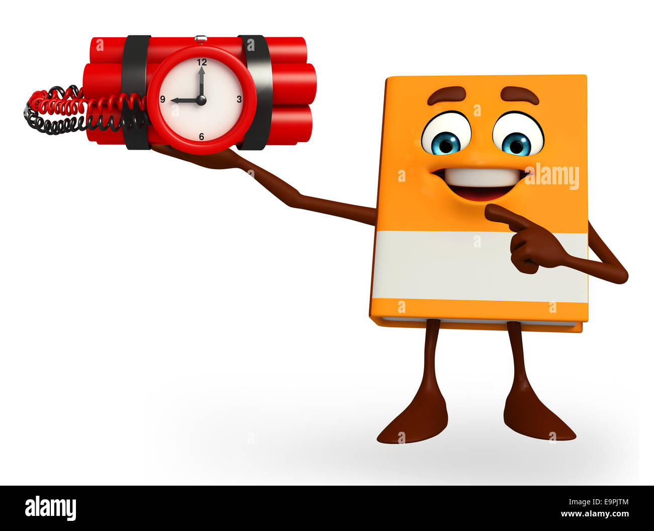 Cartoon Character of Book with time bomb Stock Photo - Alamy