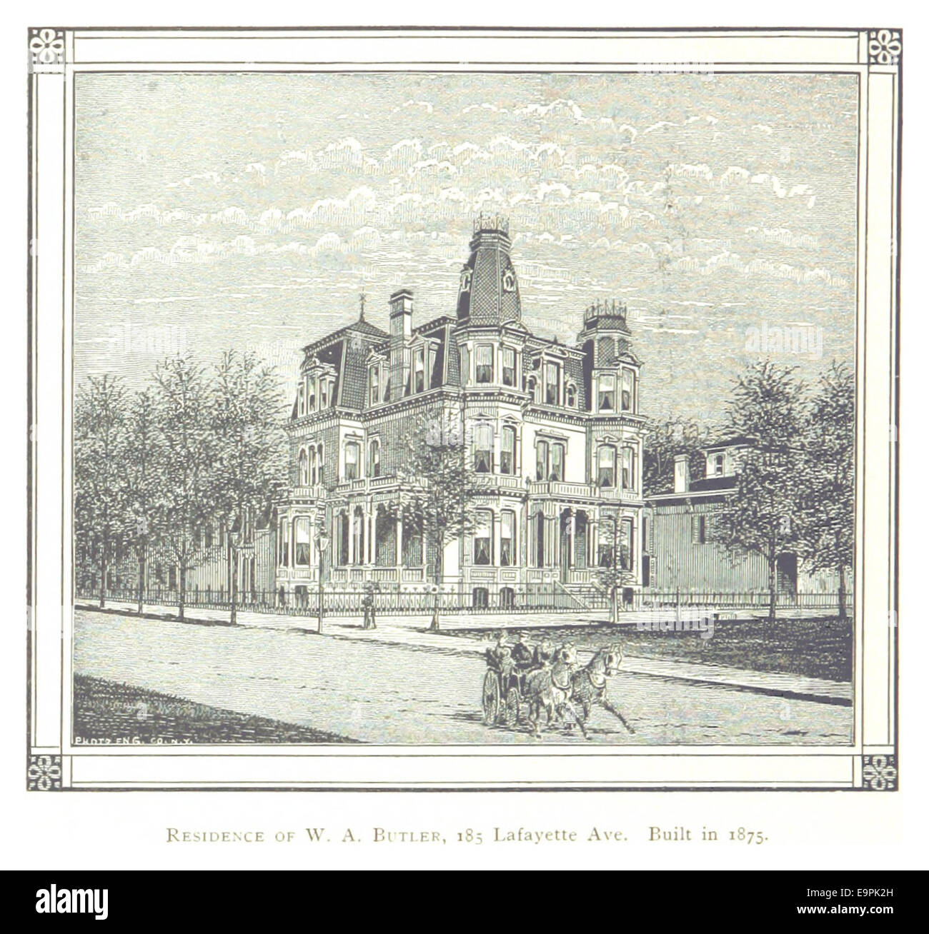 An 1884 illustration showing the residence of W.A. Butler, located at ...