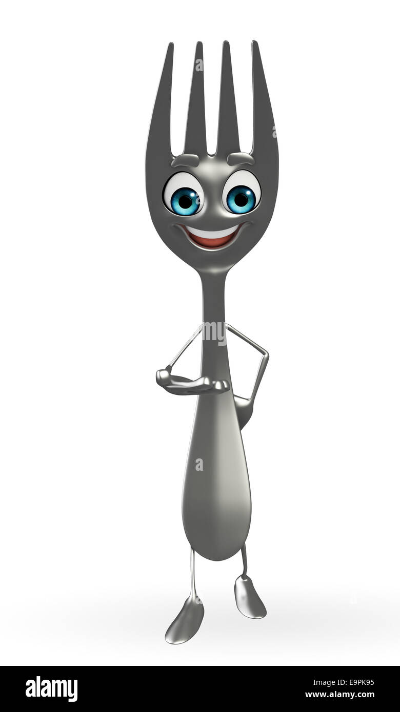 Cartoon character of fork is presenting Stock Photo - Alamy