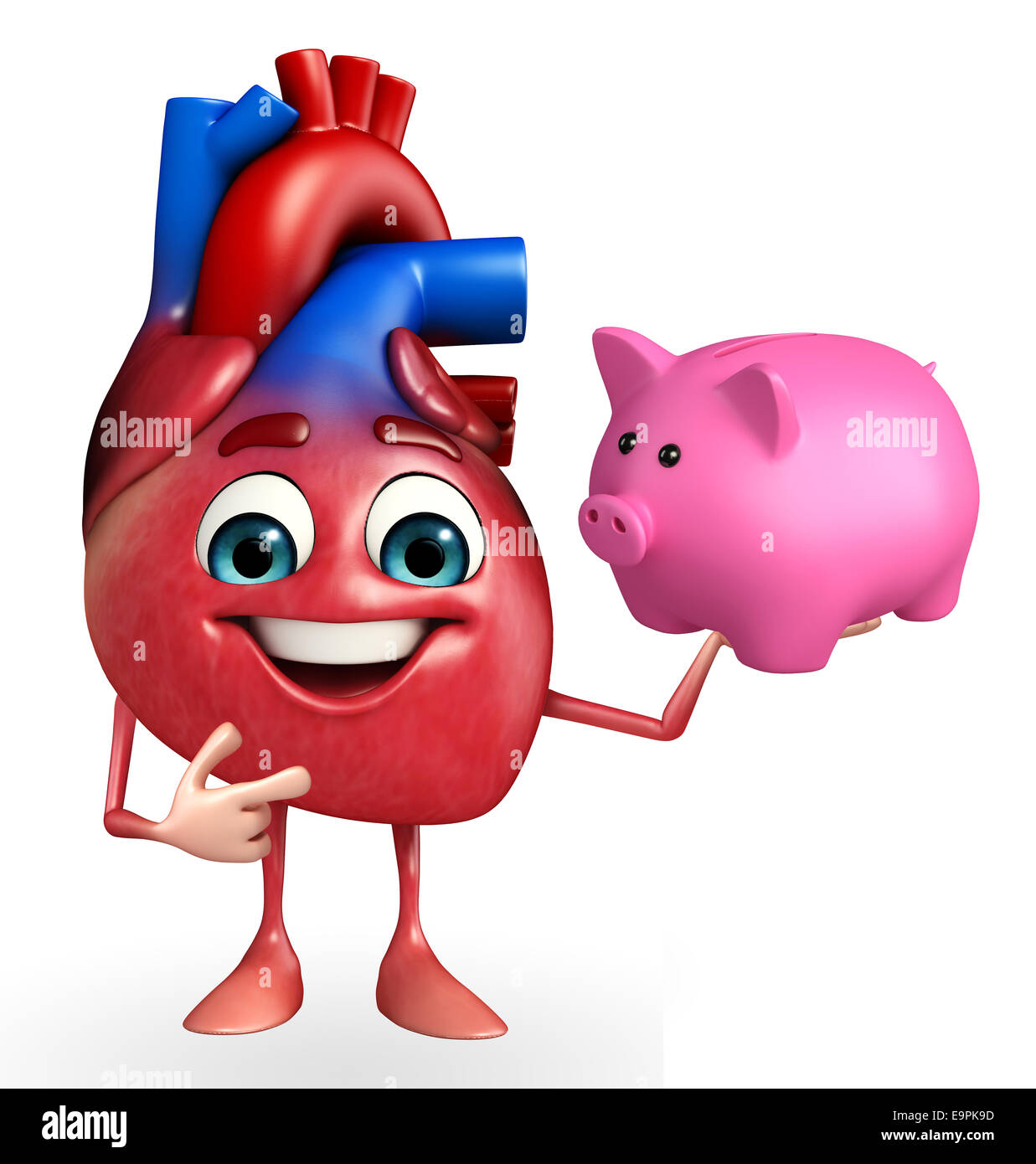 Cartoon Character of heart with piggy bank Stock Photo - Alamy