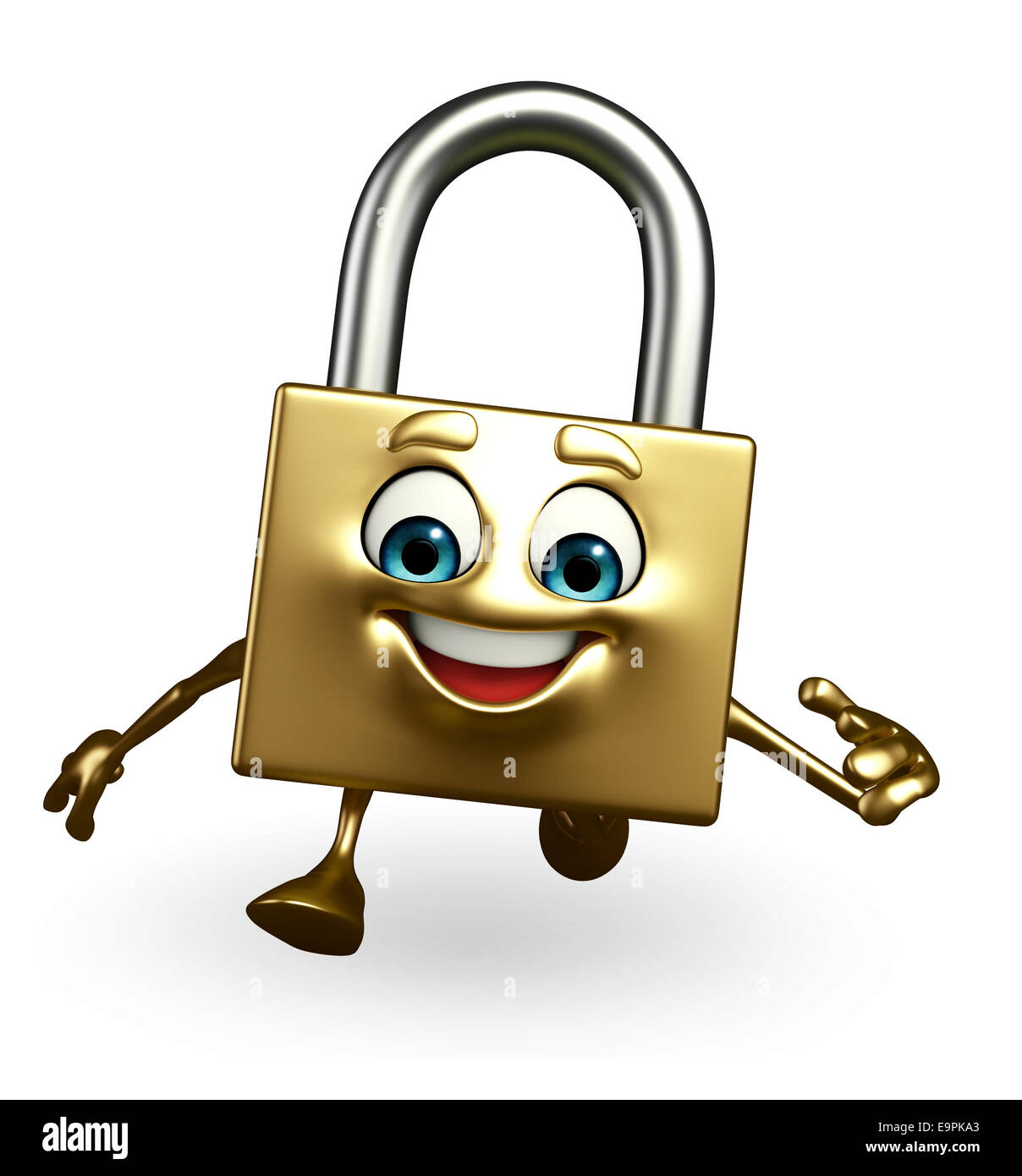 Cartoon Character of lock is running Stock Photo - Alamy