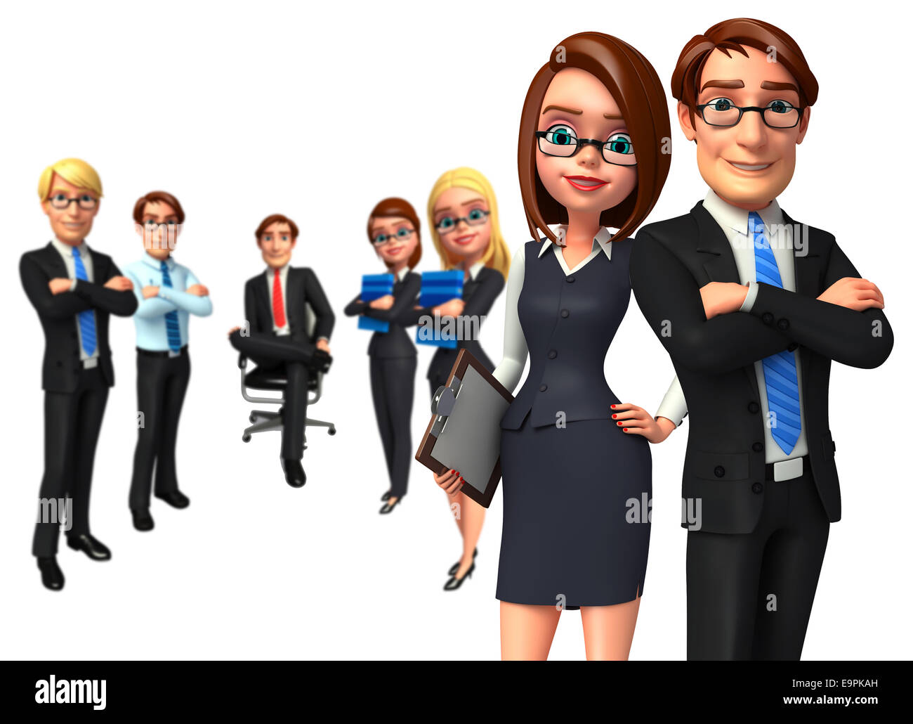 Illustration of group business people in office Stock Photo - Alamy