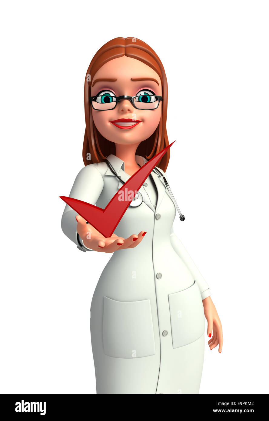 Illustration of Young Doctor with right sign Stock Photo - Alamy