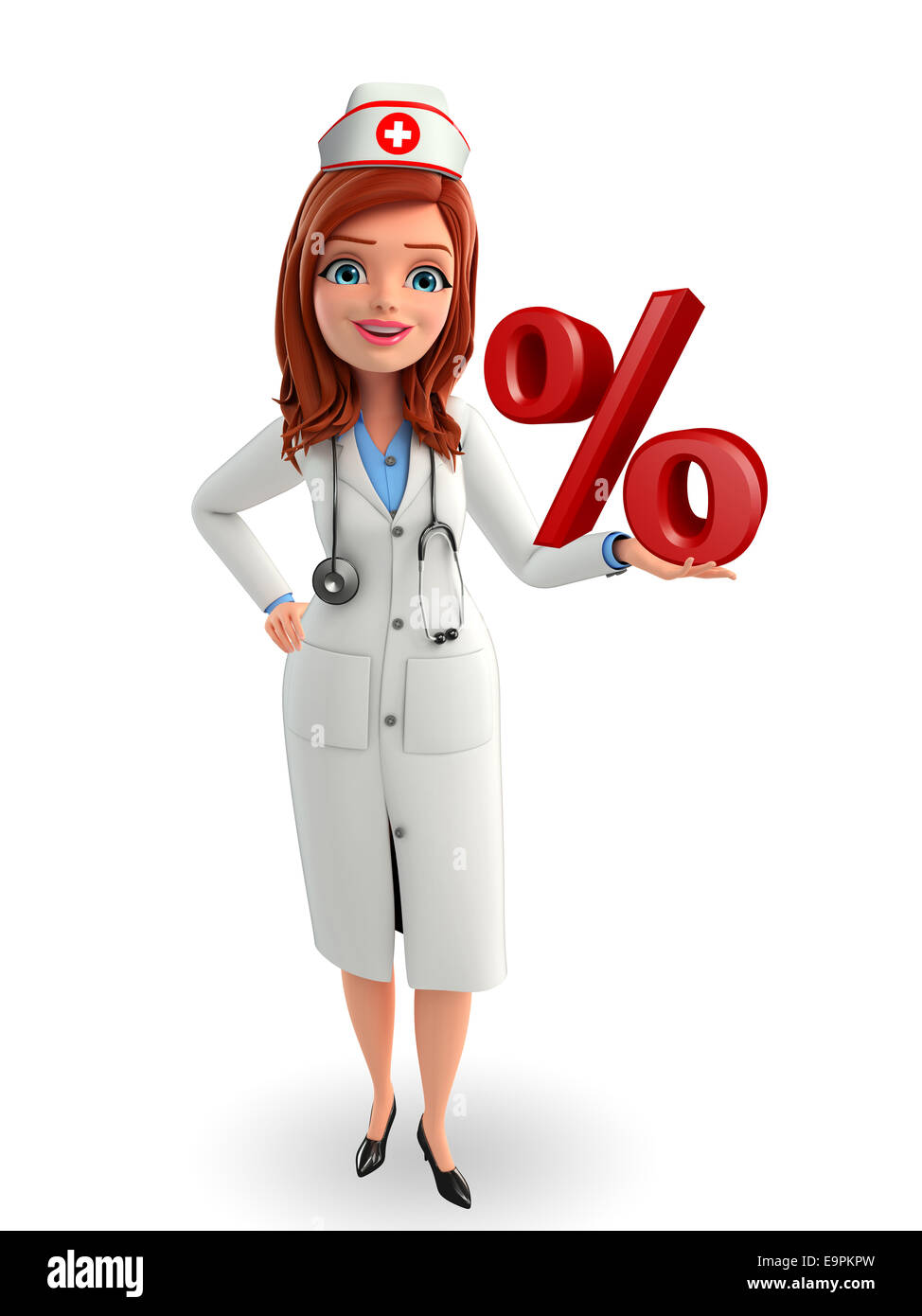 Cartoon Character of Nurse with percentage Stock Photo - Alamy