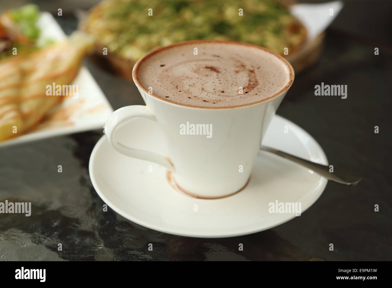 cup of hot chocolate in cafe Stock Photo - Alamy