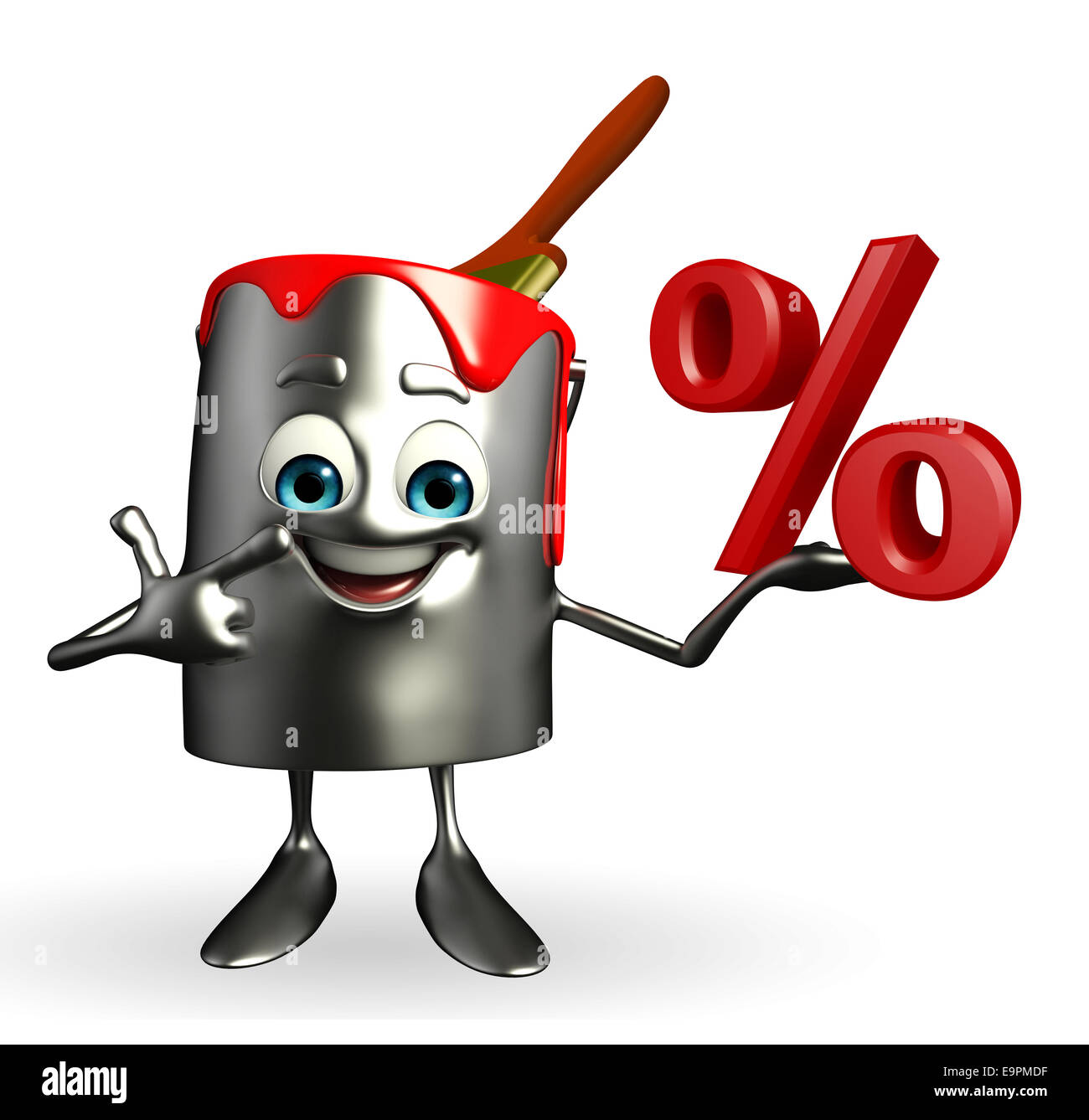 Cartoon Character of paint bucket with Percentage Stock Photo - Alamy
