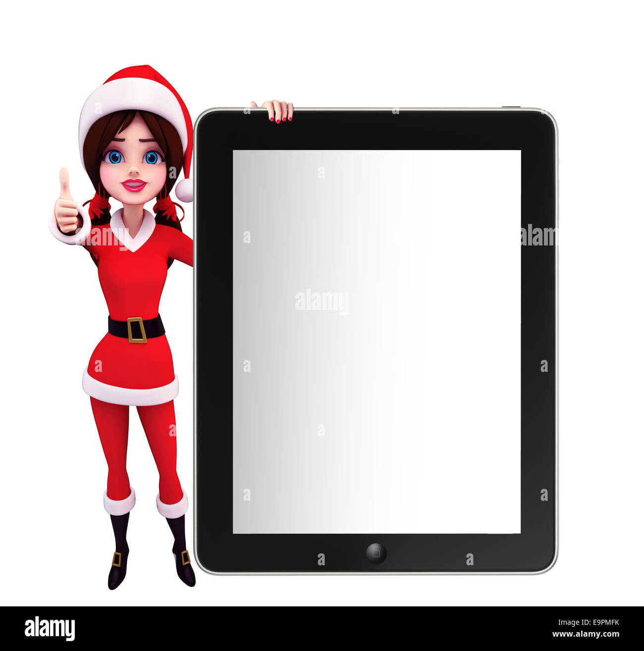 Illustration of santa girl with tab Stock Photo - Alamy