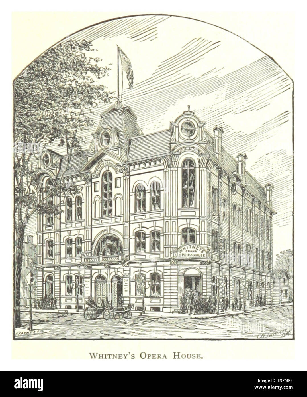 This 1884 illustration depicts Whitney's Opera House in Detroit, a key ...