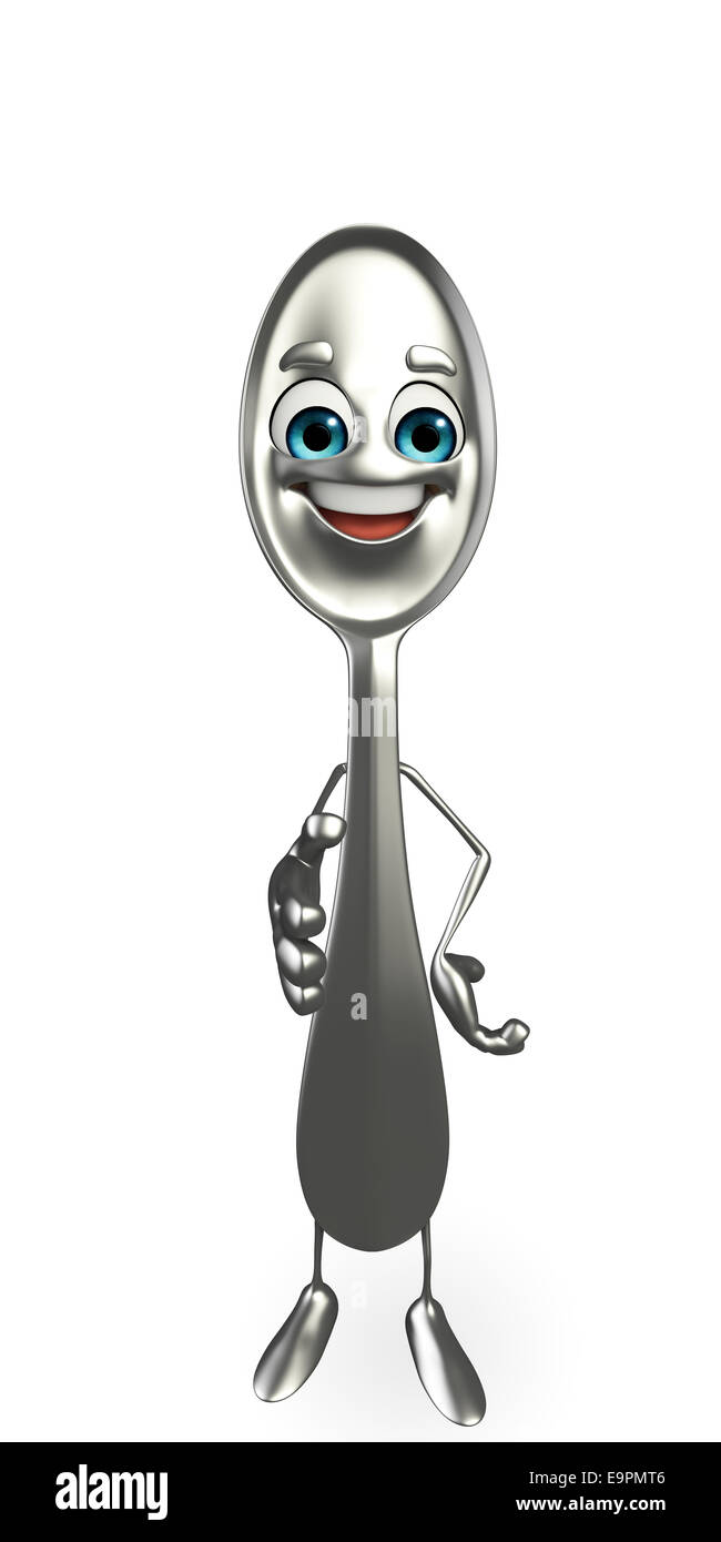 Cartoon character of spoon is hello Stock Photo - Alamy