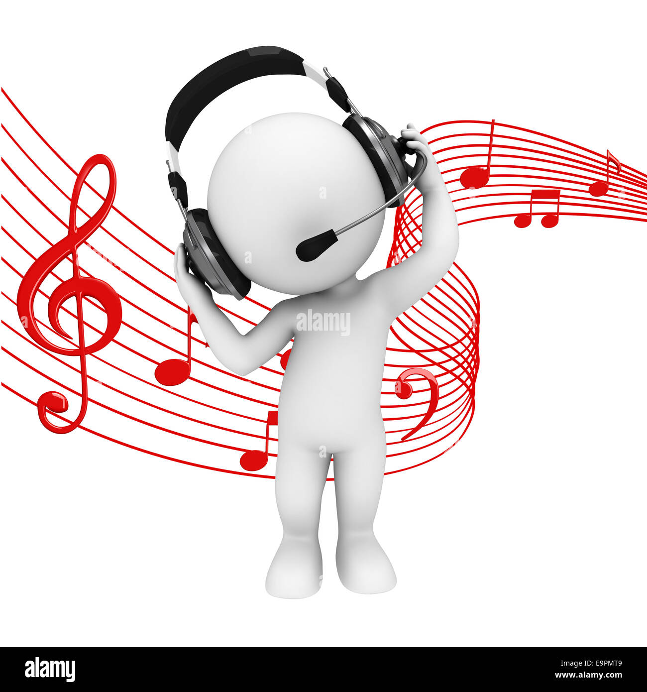 Illustration of white character with head phone Stock Photo - Alamy