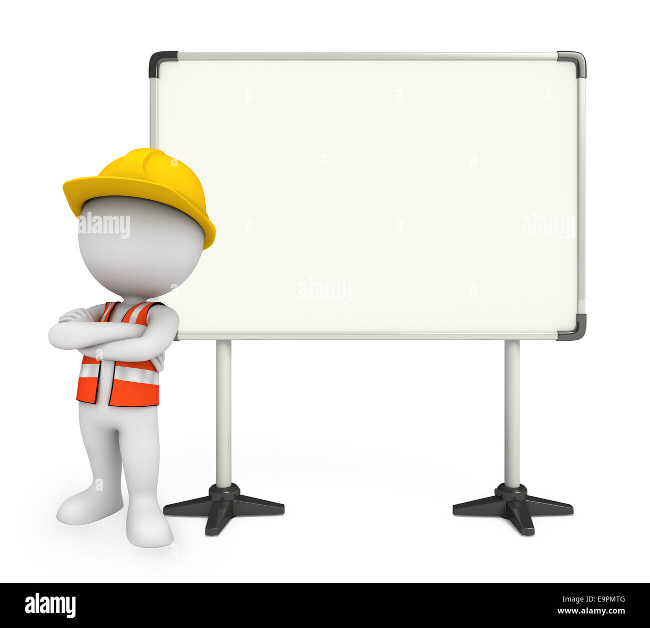 Illustration of young worker with display board Stock Photo - Alamy