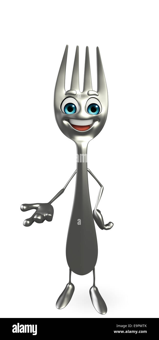 Cartoon character of fork is presenting Stock Photo - Alamy