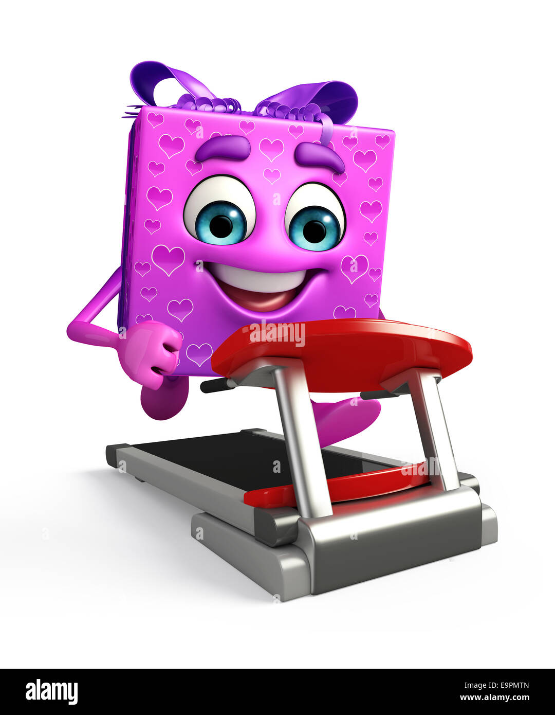Cartoon Character of gift box with walking machine Stock Photo - Alamy
