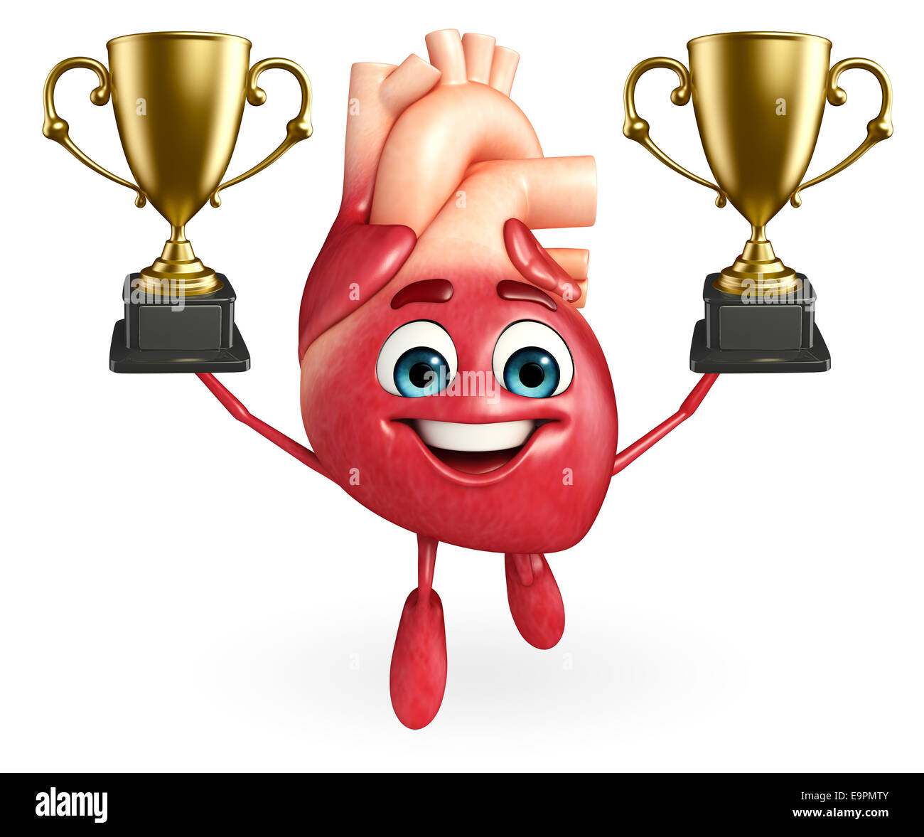 Cartoon Character of heart with trophy Stock Photo - Alamy