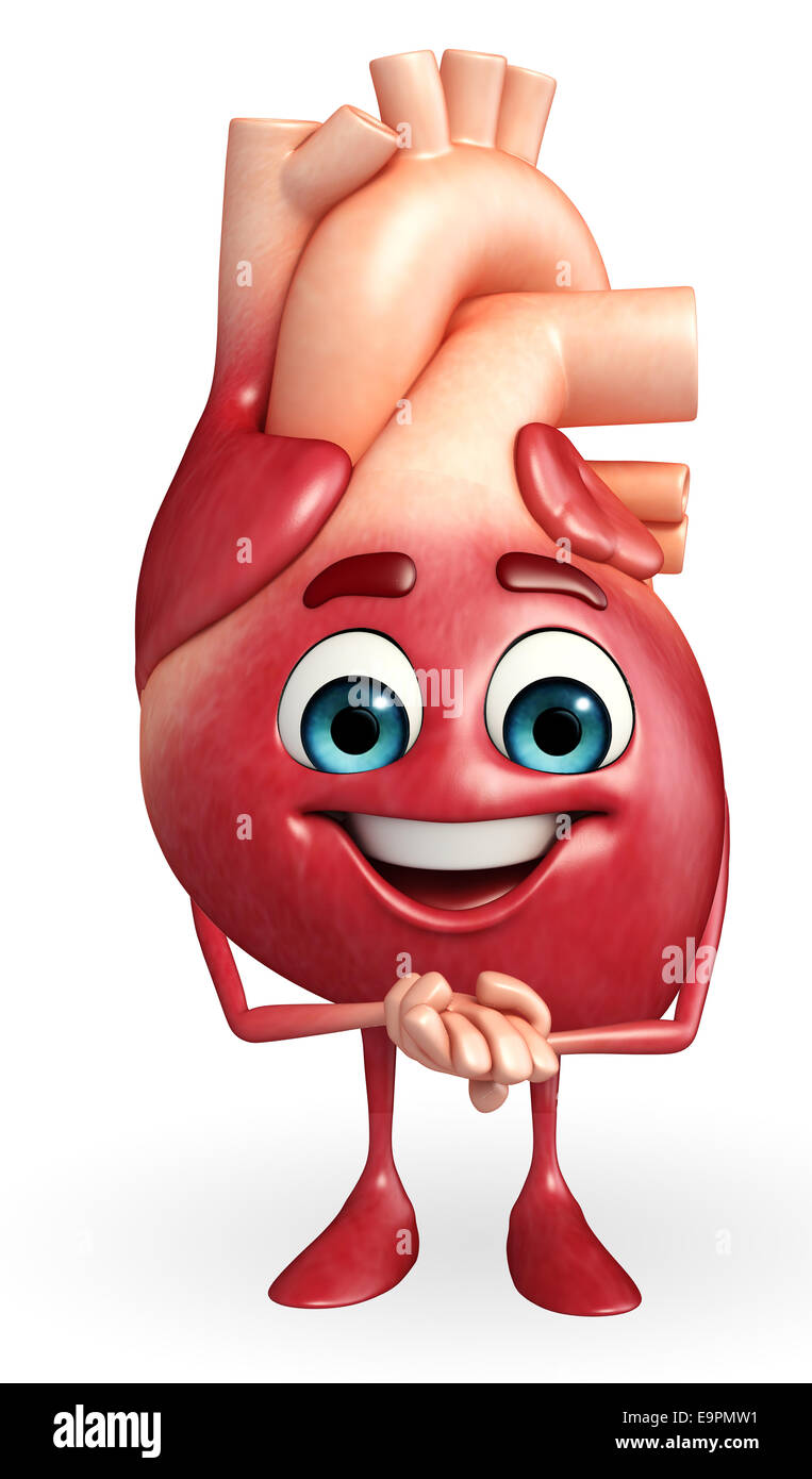 Cartoon Character of heart with happy pose Stock Photo - Alamy