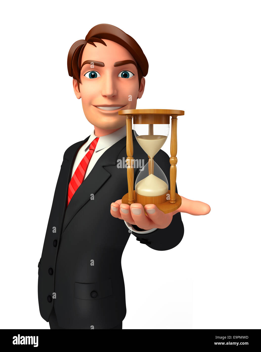 Illustration of Young Business Man with sand clock Stock Photo - Alamy