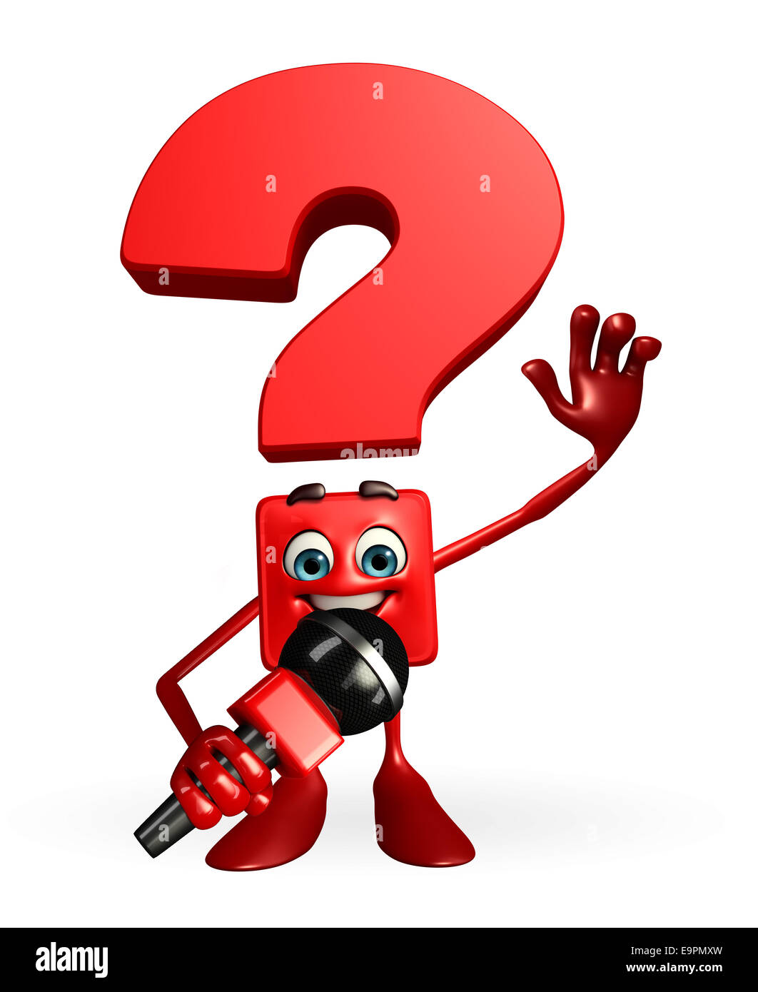 Cartoon Character of Question Mark with mike Stock Photo - Alamy
