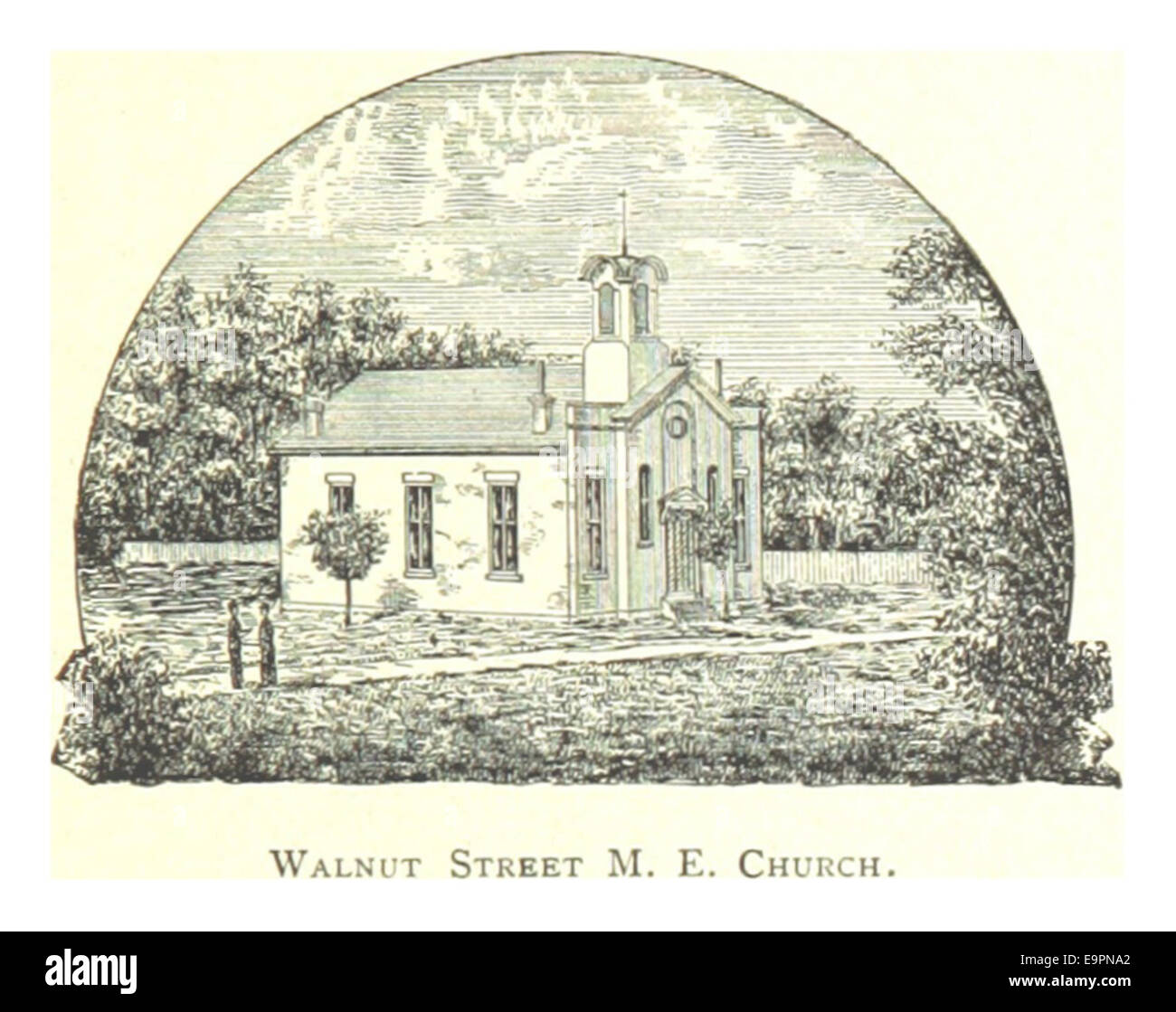 An 1884 illustration from Farmer depicting the Walnut Street Methodist ...