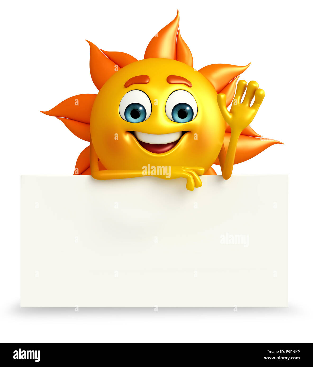 Cartoon Character of sun with sign board Stock Photo - Alamy