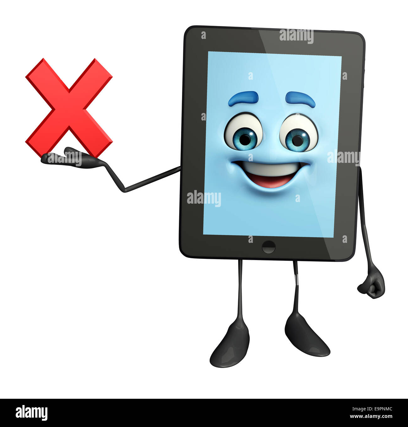 Cartoon character of tab with cross sign Stock Photo - Alamy