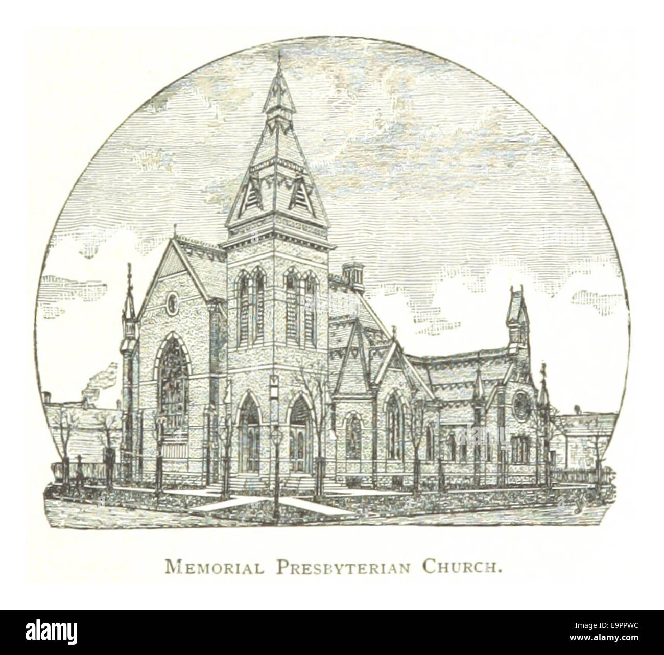 An 1884 illustration by Farmer depicting the Memorial Presbyterian ...
