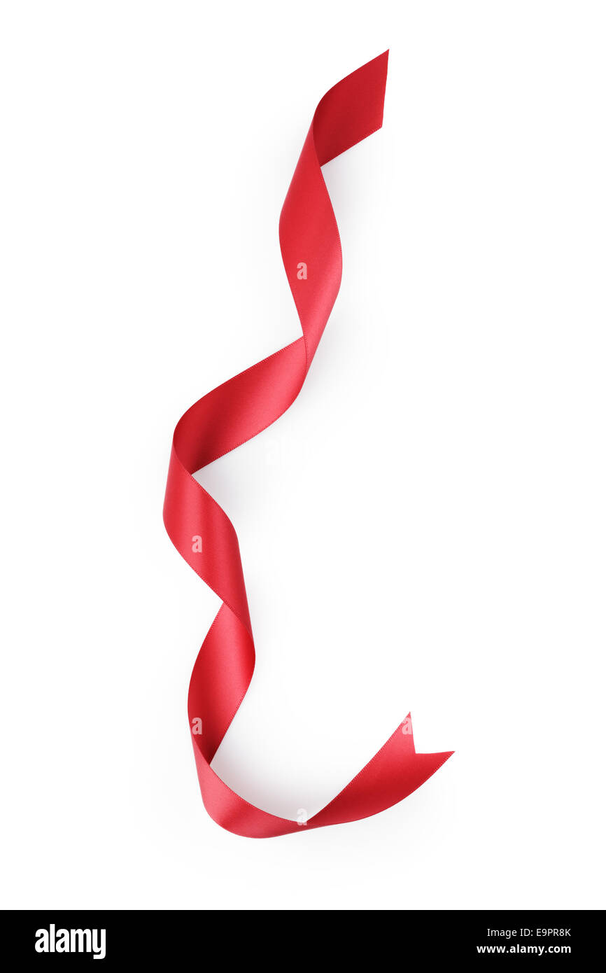 red ribbon curved shape, isolated on white Stock Photo - Alamy