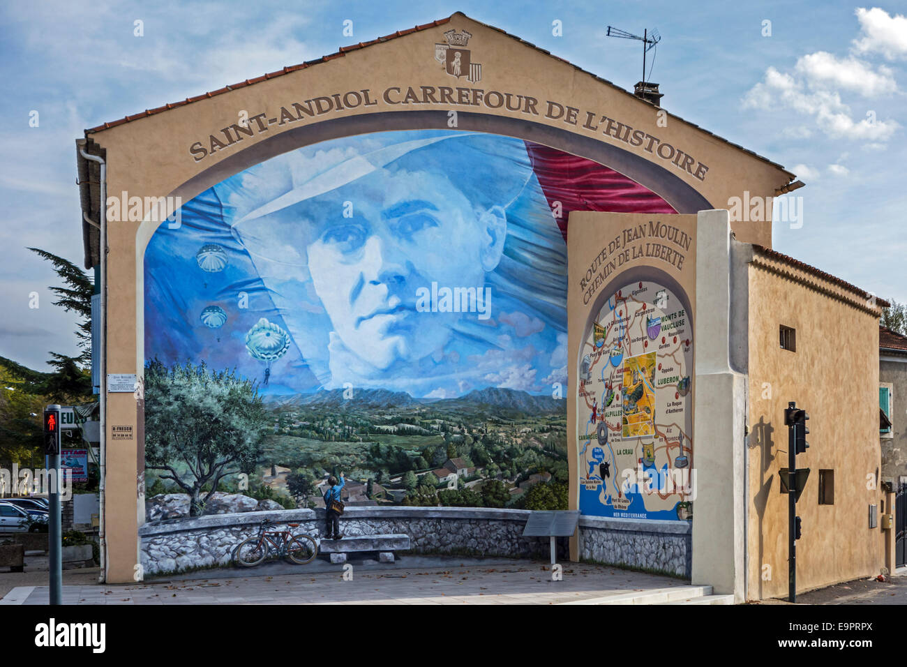 Mural about the French World War Two resistance fighter Jean Moulin at ...