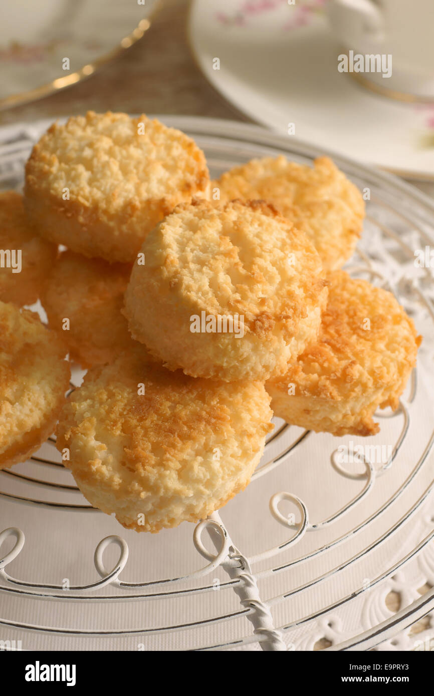 Toasted coconut tea cakes or coconut bites Stock Photo - Alamy