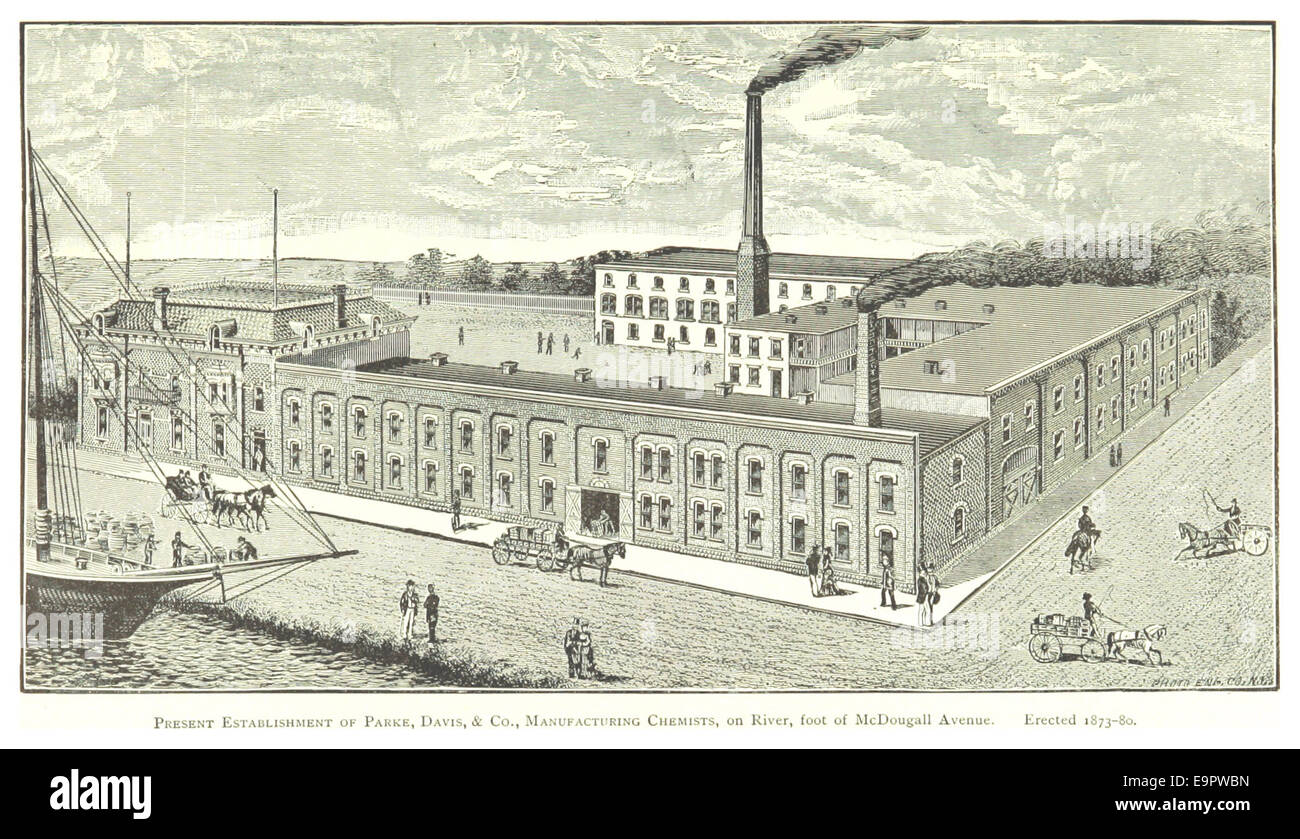 This 1884 illustration shows the establishment of Parke, Davis & Co ...