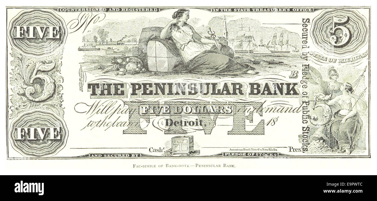 This 1884 facsimile of a banknote from Detroit, as depicted by Farmer ...