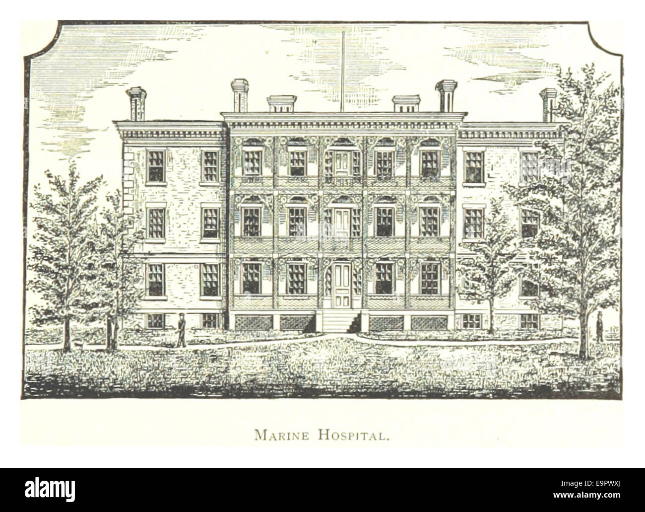 This 1884 illustration by Farmer depicts the Marine Hospital in Detroit ...