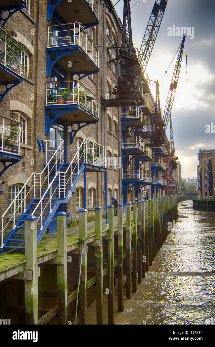Wharf front in London showing waterfront Stock Photo - Alamy