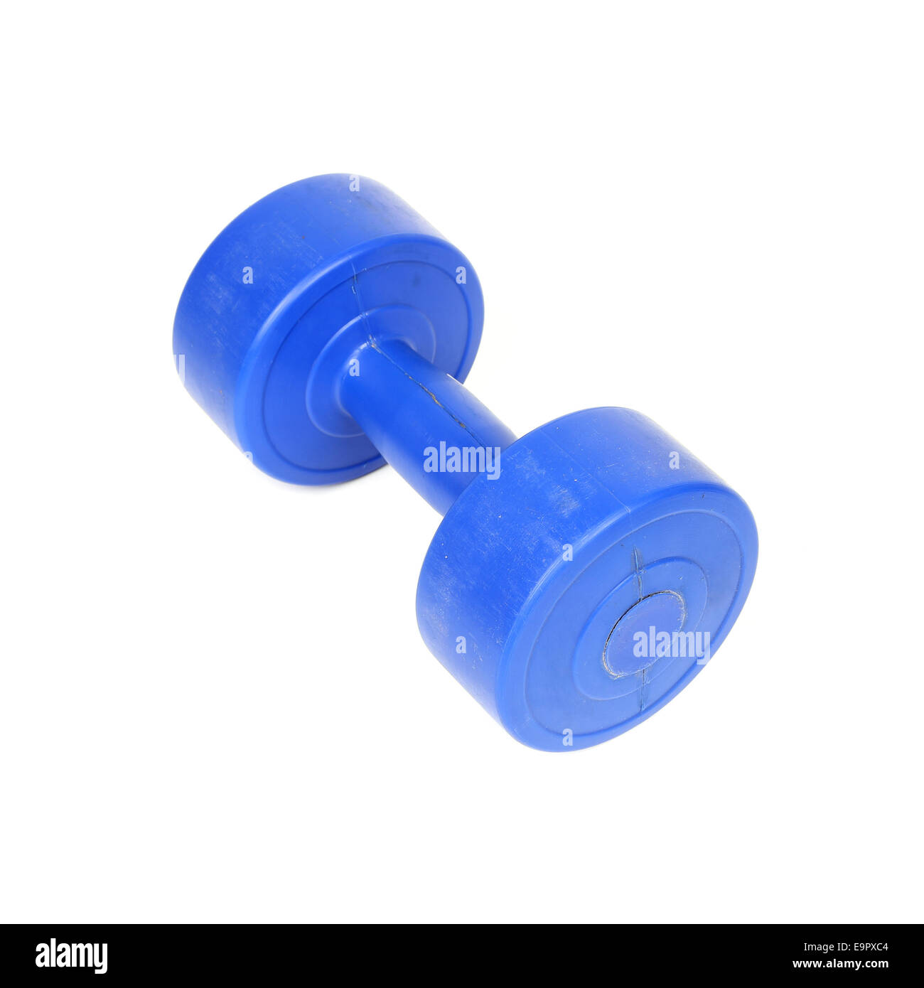 fitness blue dumbbell on a white background Stock Photo - Alamy