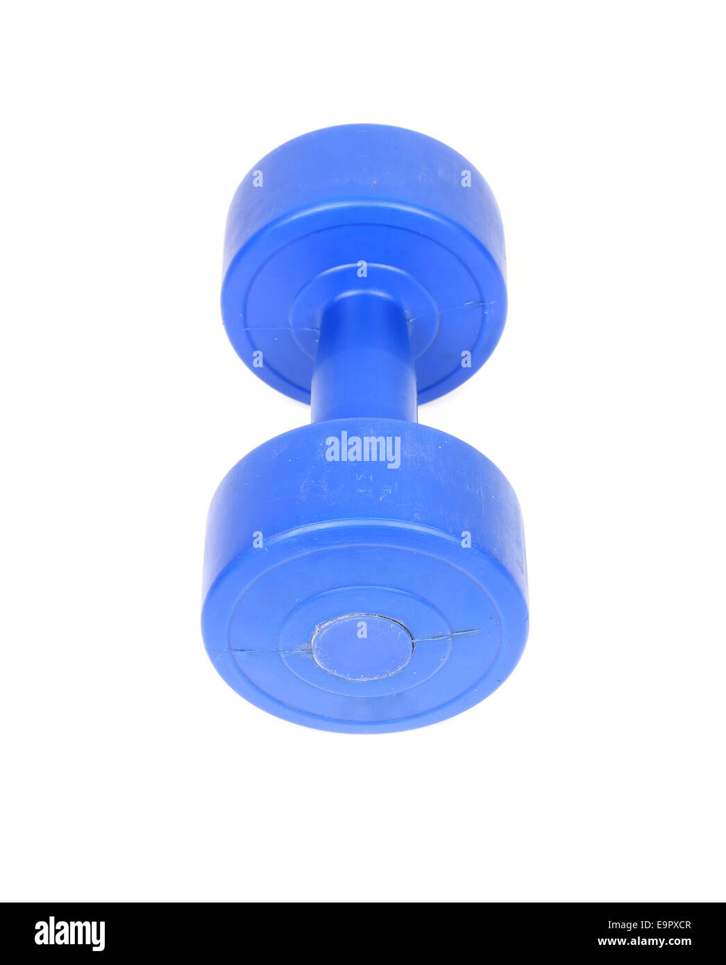fitness blue dumbbell on a white background Stock Photo - Alamy