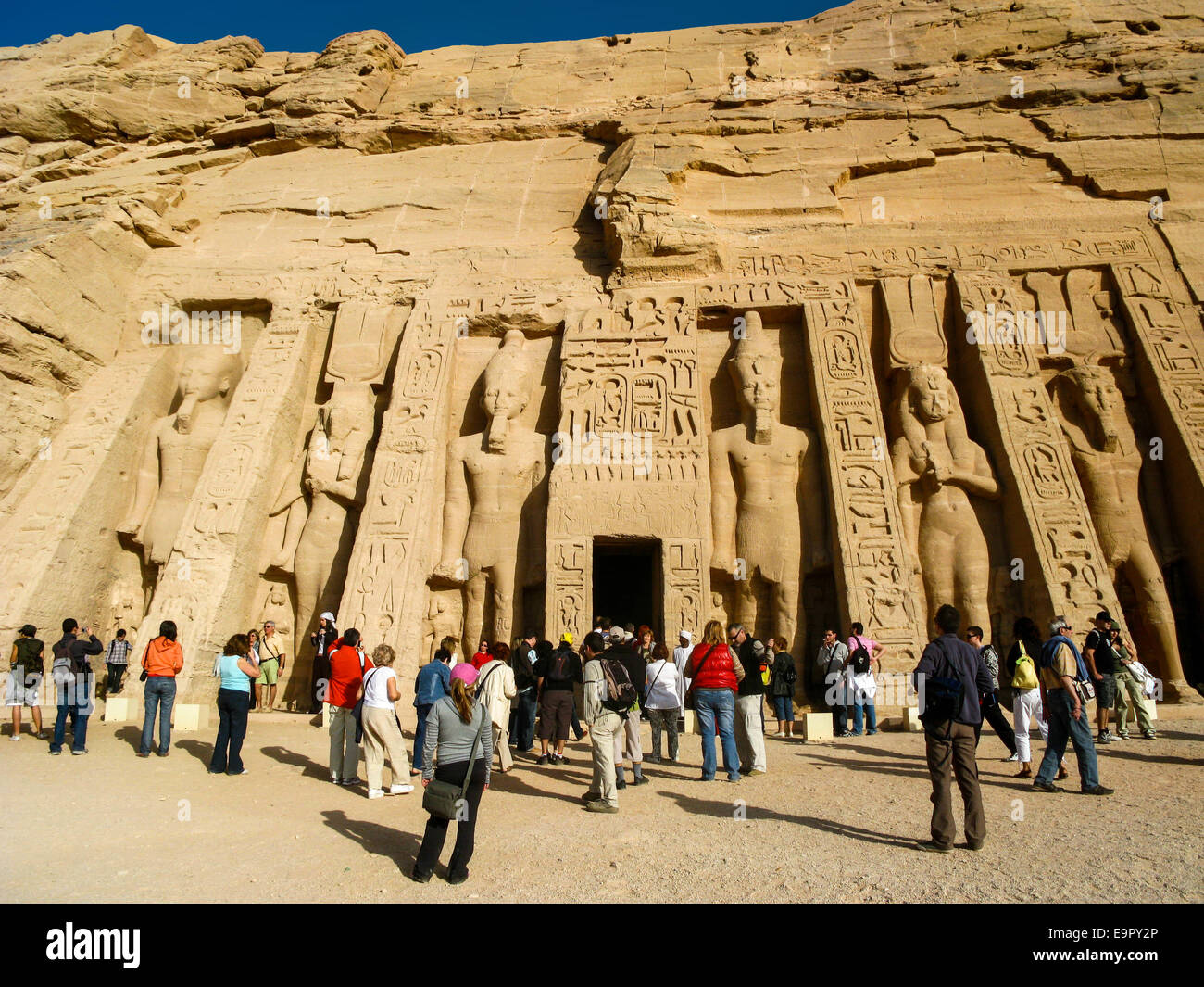 Tourists at the Temple of Hathor / Nefertari at Abu Simbel, Nubia ...